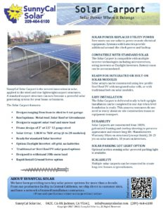 Carport Datasheet 1d reduce - SunnyCal Solar Inc.