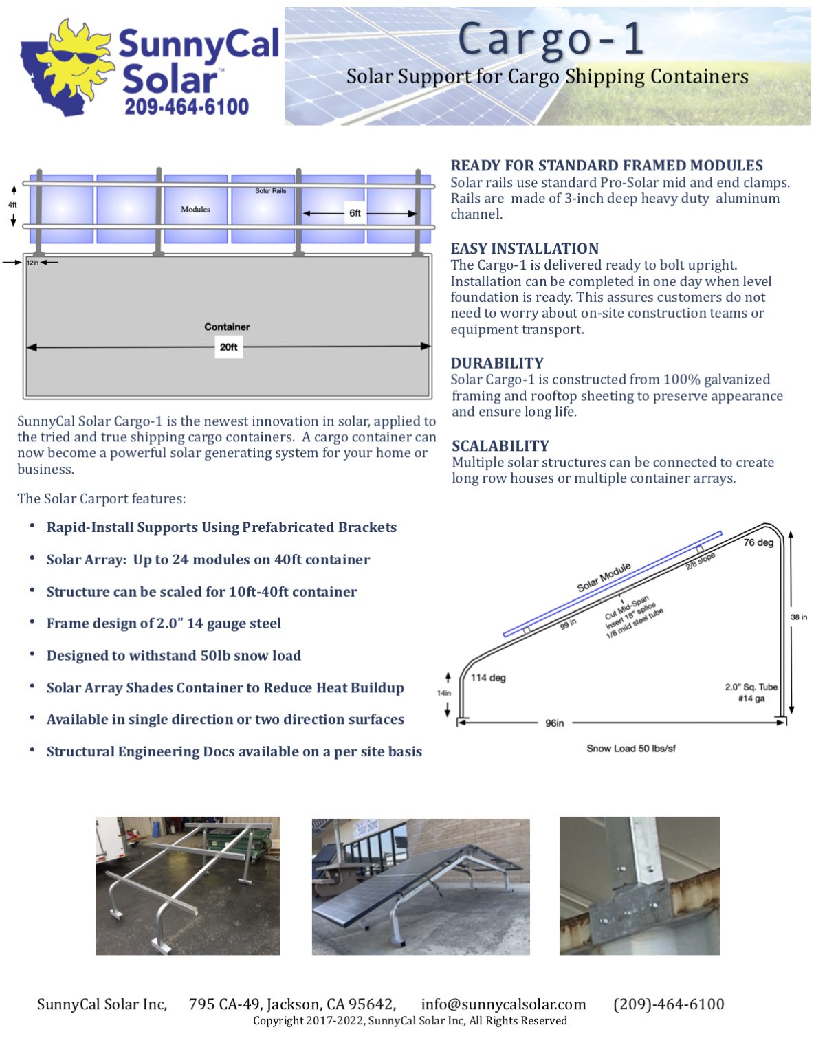 Solar Support for 20ft shipping container, single direction - SunnyCal ...